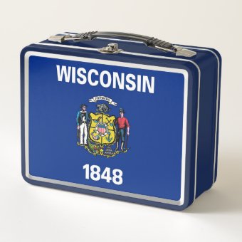 Metal Stainless Lunchbox with Wisconsin flag | Zazzle