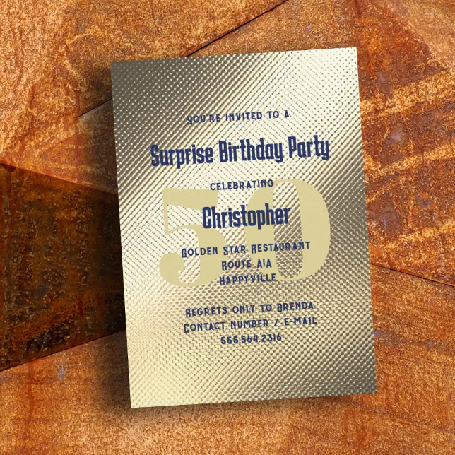 Metal Texture Party Invitation For Men | Zazzle