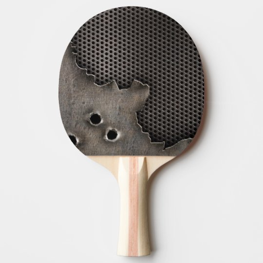 Metal with bullet holes background Ping-Pong paddle | Zazzle.com