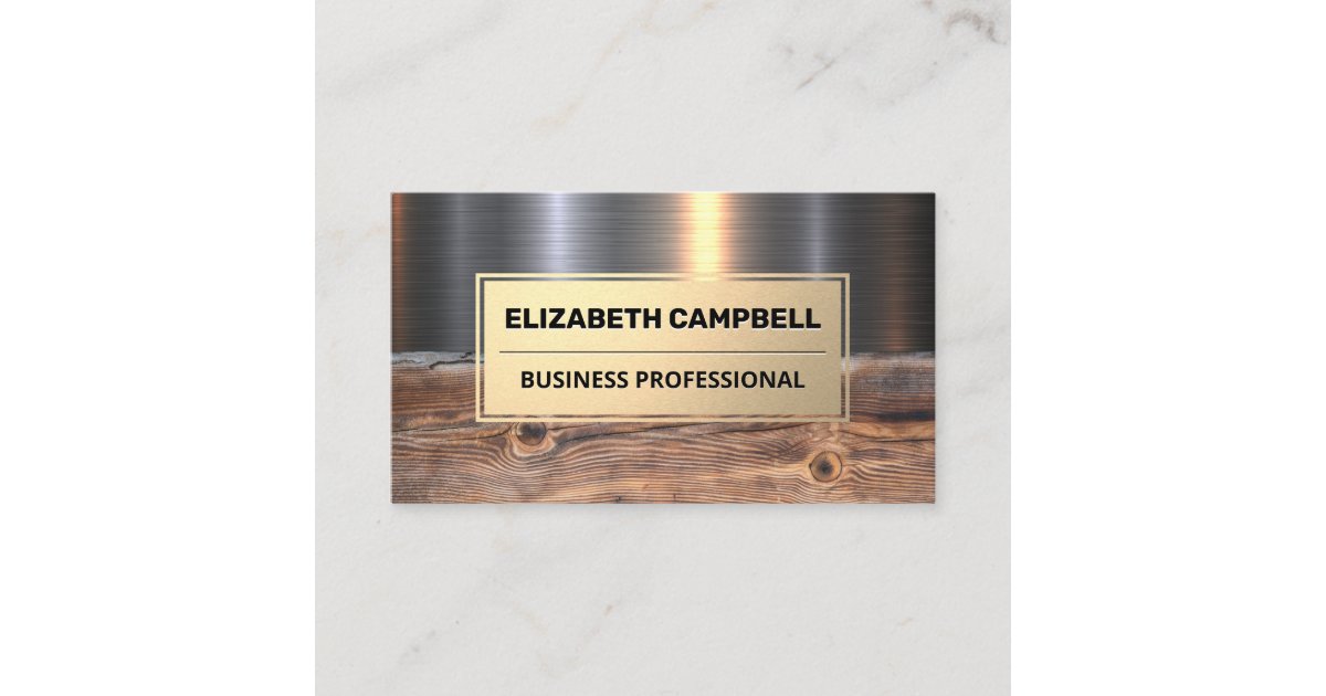 Metal Wood | Industrial Business Card | Zazzle
