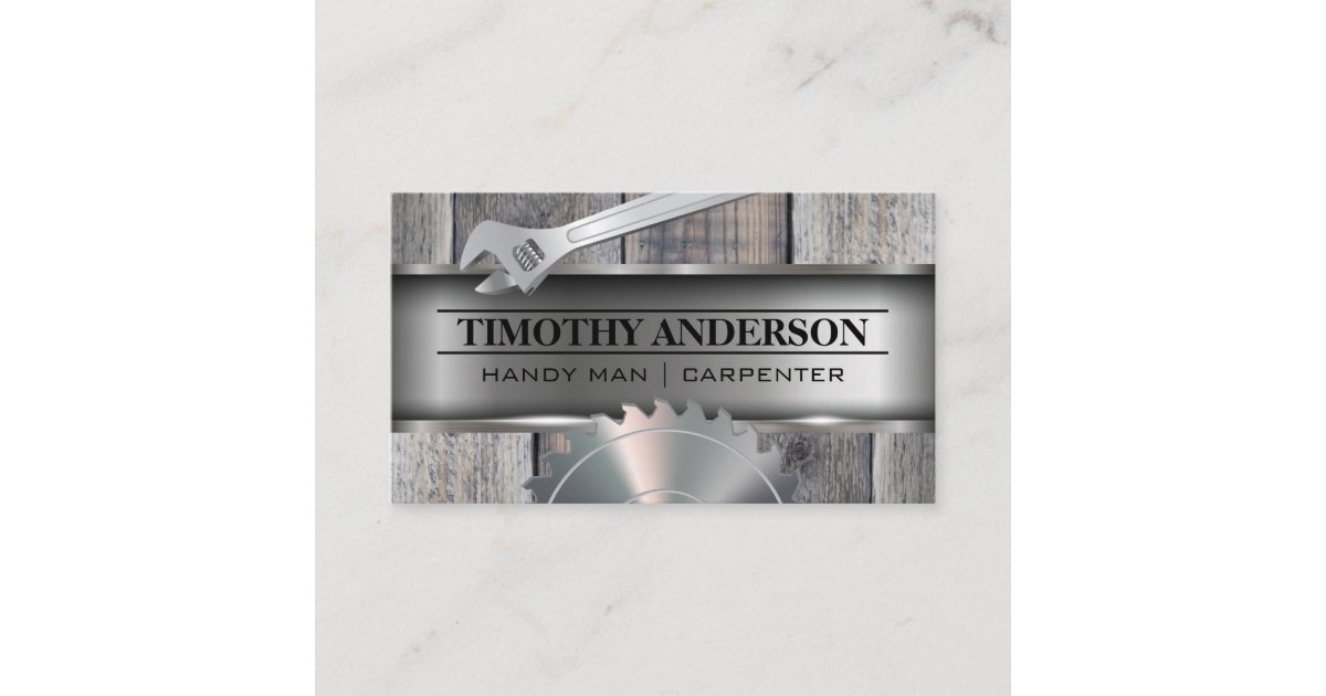 Metal Wood | Wrench | Circular Saw Business Card | Zazzle