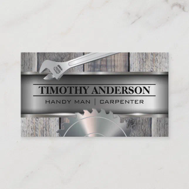 Metal Wood | Wrench | Circular Saw Business Card | Zazzle