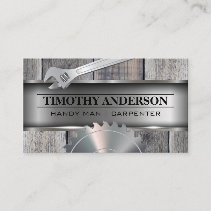 Metal Wood | Wrench | Circular Saw Business Card | Zazzle