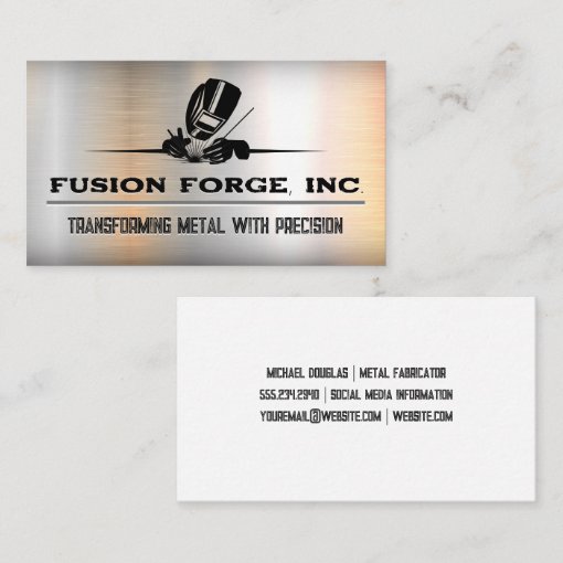Metal Worker Welding | Metal Background Business Card | Zazzle