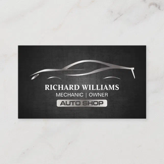 Metallic Auto Sports Car | Mechanic Engineer Business Card | Zazzle