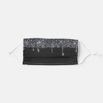 Metallic Black Dripping Glitter Cloth Face Mask | Zazzle