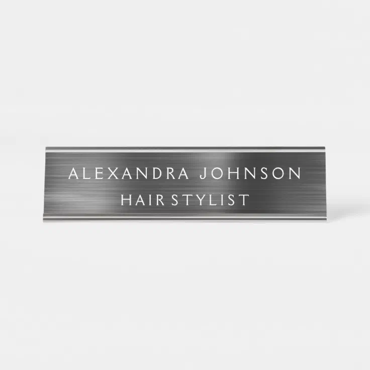 Metallic Black Foil Modern Professional Business Desk Name Plate | Zazzle