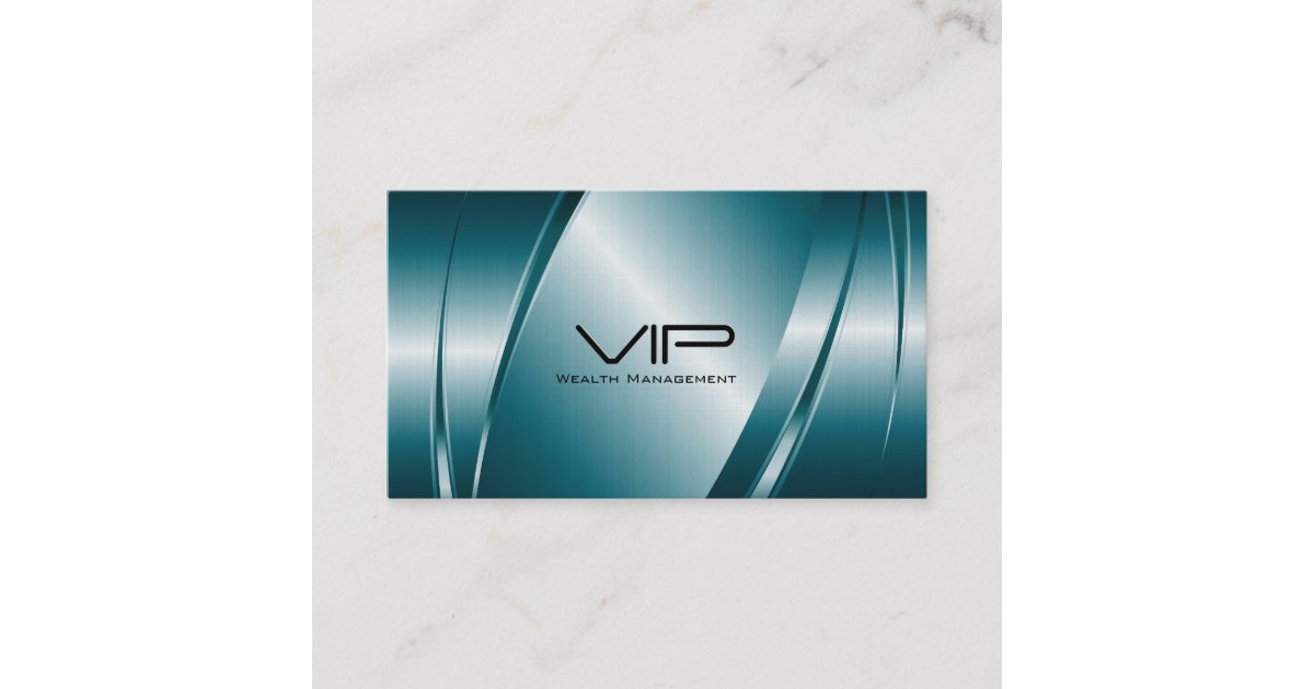Metallic Blue-Stainless Steel look Business Card | Zazzle
