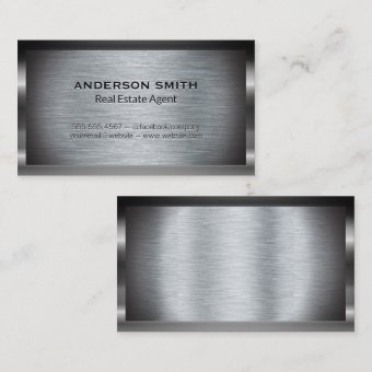 Metallic Brushed Background | Metallic Border Business Card | Zazzle