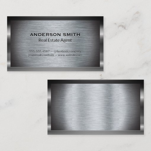 Metallic Brushed Background | Metallic Border Business Card | Zazzle