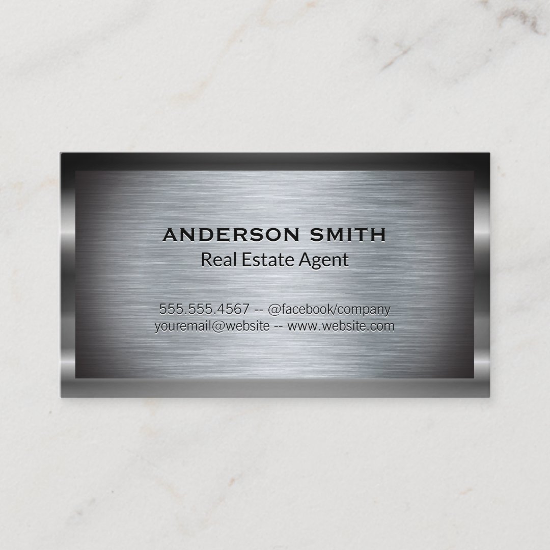 Metallic Brushed Background | Metallic Border Business Card | Zazzle