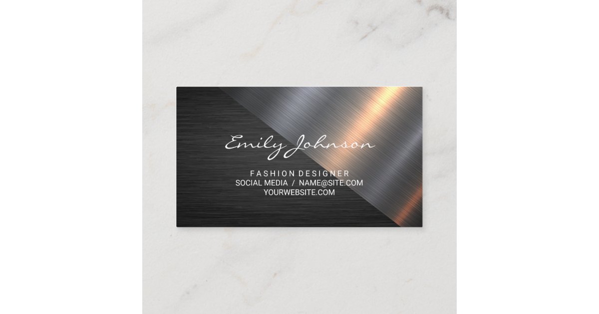 Metallic Brushed | Black Texture Business Card | Zazzle