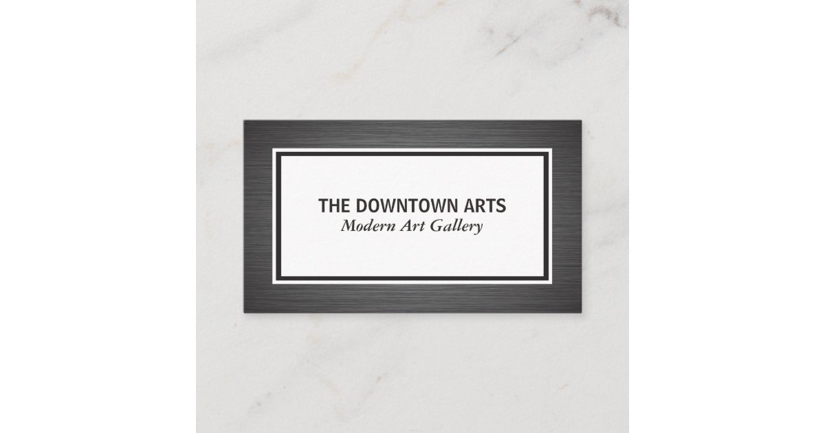 Metallic Brushed Borders Business Card | Zazzle