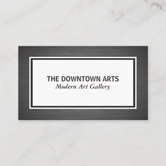 Metallic Brushed Borders Business Card | Zazzle