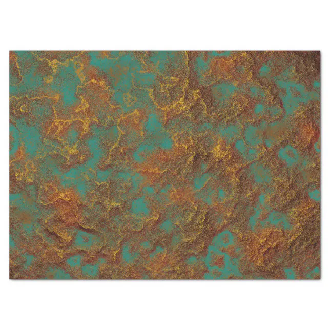 Metallic Copper Patina Rock Surface Texture Design Tissue Paper | Zazzle