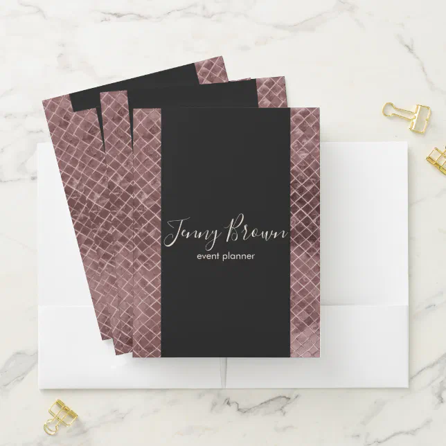 metallic diamond rose gold glitter pocket folder | Zazzle