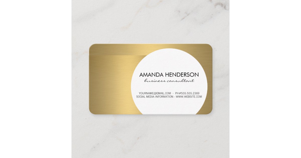 Metallic Gold Accent | Metallic Brushed Business Card | Zazzle