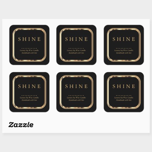 Metallic Gold and Black Labels Square | Zazzle