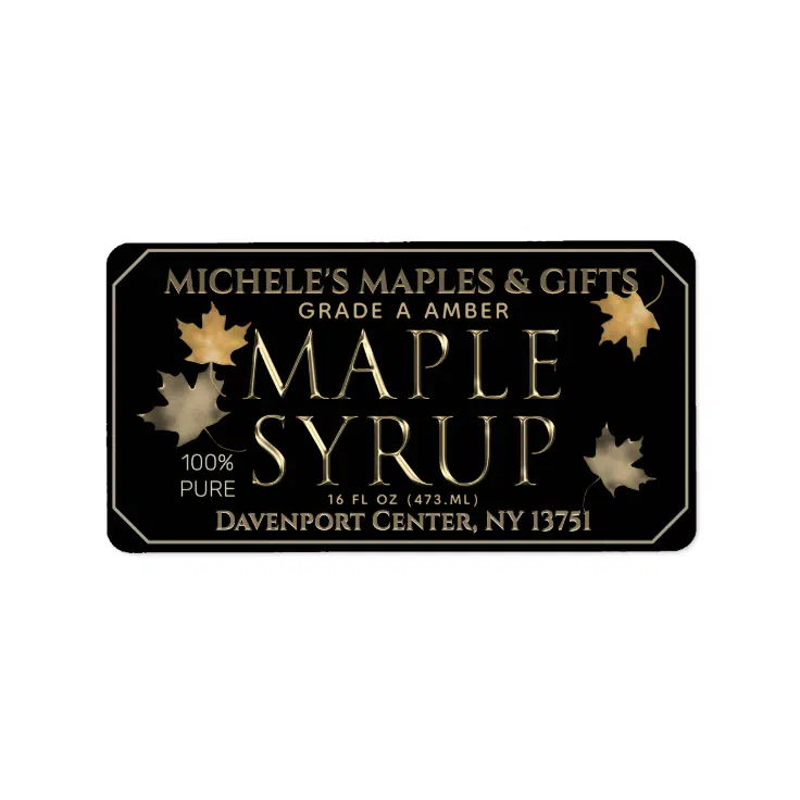 Metallic Gold and Black Maple Address Label | Zazzle