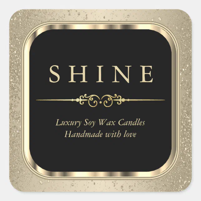Metallic Gold and Gold Glitter Labels Square | Zazzle