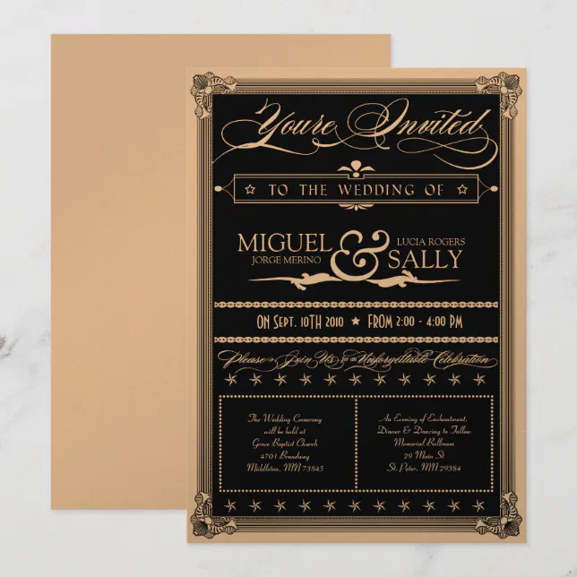 Metallic Gold & Black DIY Wedding Invitation | Zazzle