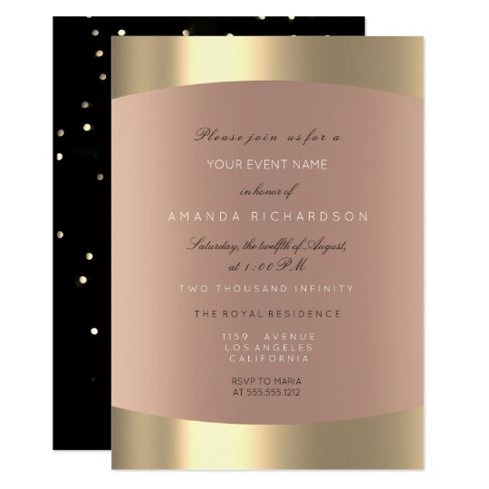 Metallic Gold Black White Minimal Sepia Rose Blush Invitation | Zazzle.com