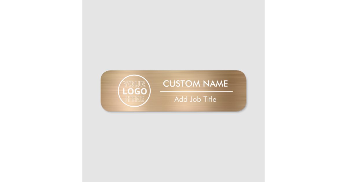 Metallic Gold Clothes Safety Pin Magnetic Employee Name Tag | Zazzle