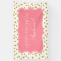 Metallic Gold Confetti with Pink Birthday Party Banner | Zazzle