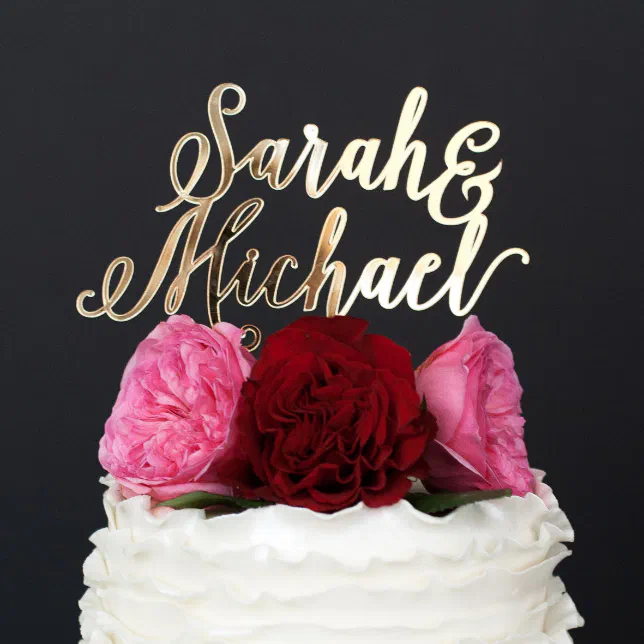 Metallic Gold Custom Wedding Cake Topper | Zazzle