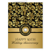 Metallic Gold Damask & Diamonds- 50th Anniversary Card | Zazzle
