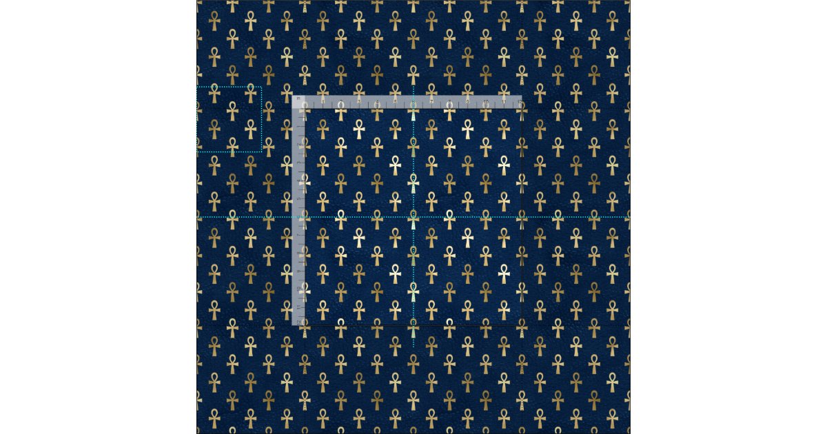 Metallic Gold Egyptian Ankh on Navy Blue Fabric | Zazzle