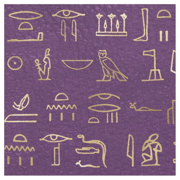 Hieroglyphics Purple Fabric | Zazzle.com