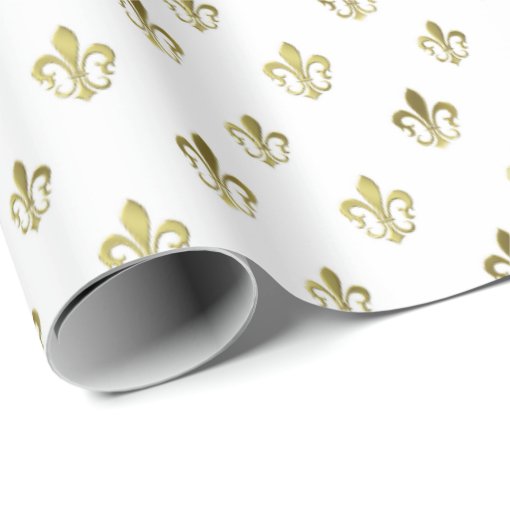 Metallic Gold Fleur de Lis French Wrapping Paper | Zazzle