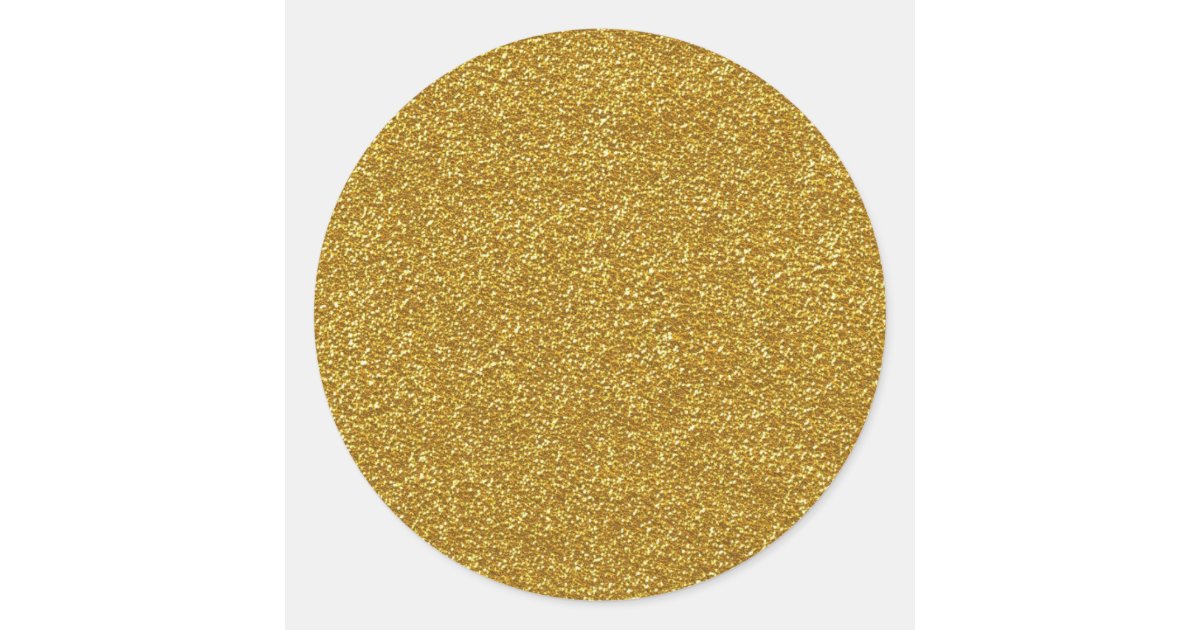 Metallic gold glitter texture classic round sticker | Zazzle