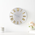 Metallic Gold Gray Silver Roman Numbers Large Clock | Zazzle