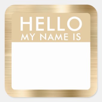 Metallic Gold Hello My Name Is Stickers | Zazzle