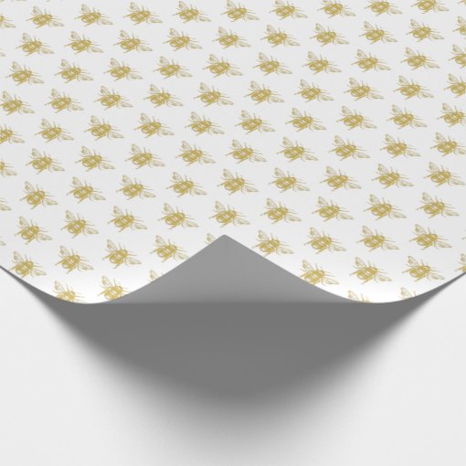 Metallic Gold Honey Bee Wrapping Paper | Zazzle