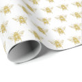 Metallic Gold Honey Bee Wrapping Paper | Zazzle