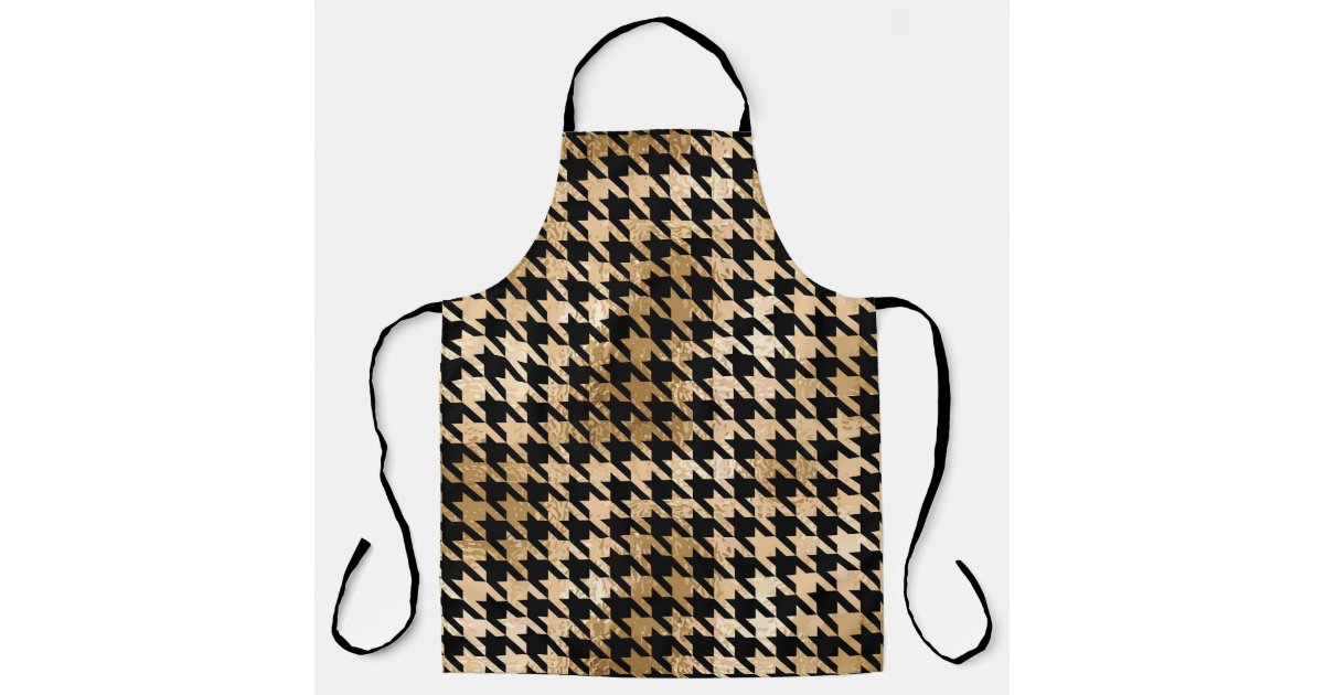 Metallic gold hounds tooth, fashion pattern. apron | Zazzle