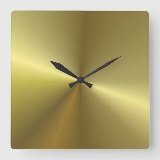Metallic Gold Look Background Modern Template Square Wall Clock | Zazzle
