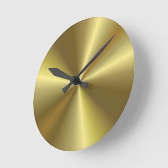 Metallic Gold Look Background Template Modern Round Clock | Zazzle