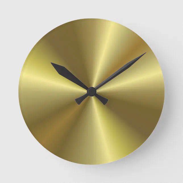 Metallic Gold Look Background Template Modern Round Clock | Zazzle