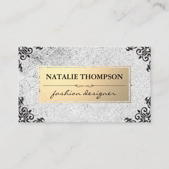 Metallic Gold / Speckled / Ornate Accents Business Card | Zazzle