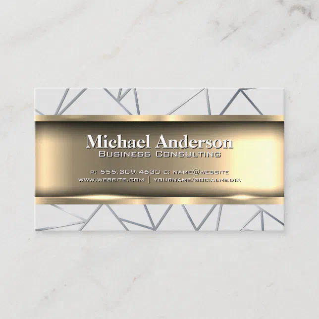 Metallic Gold Trim | Abstract Lines Business Card | Zazzle