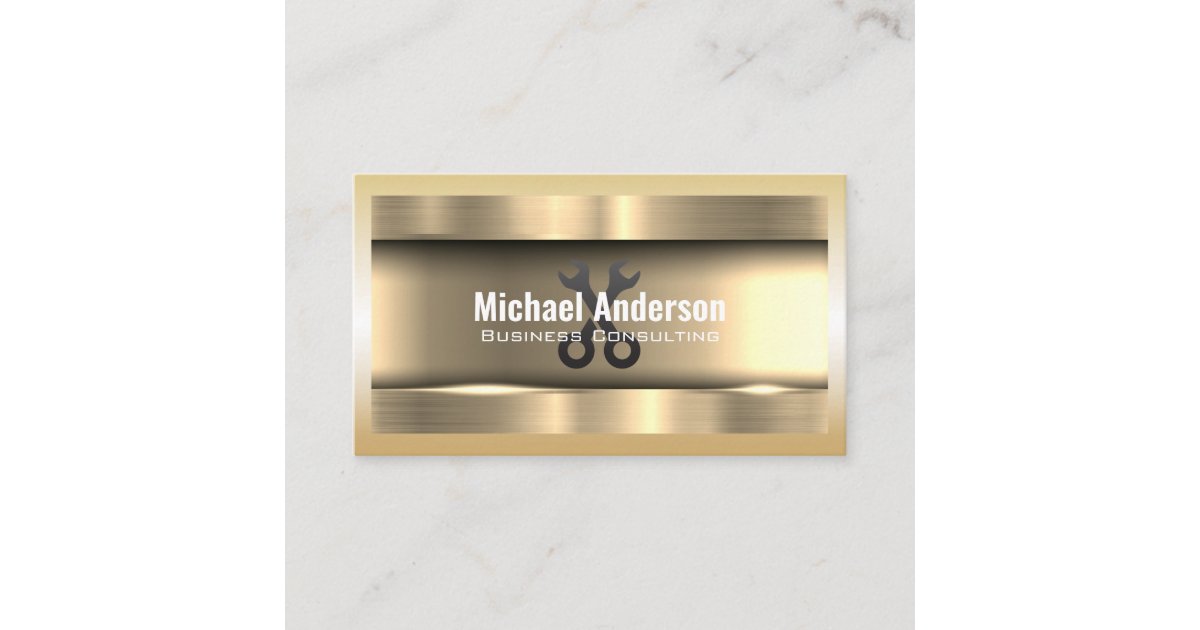 Metallic Gold | Wrenches Business Card | Zazzle