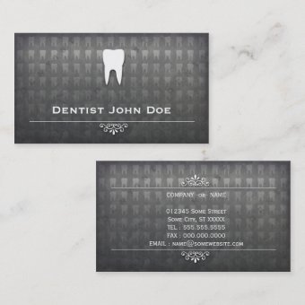 metallic grey dentist dental office business card | Zazzle