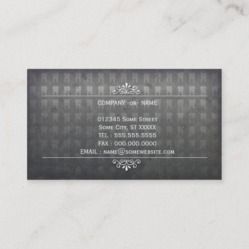 metallic grey dentist dental office business card | Zazzle
