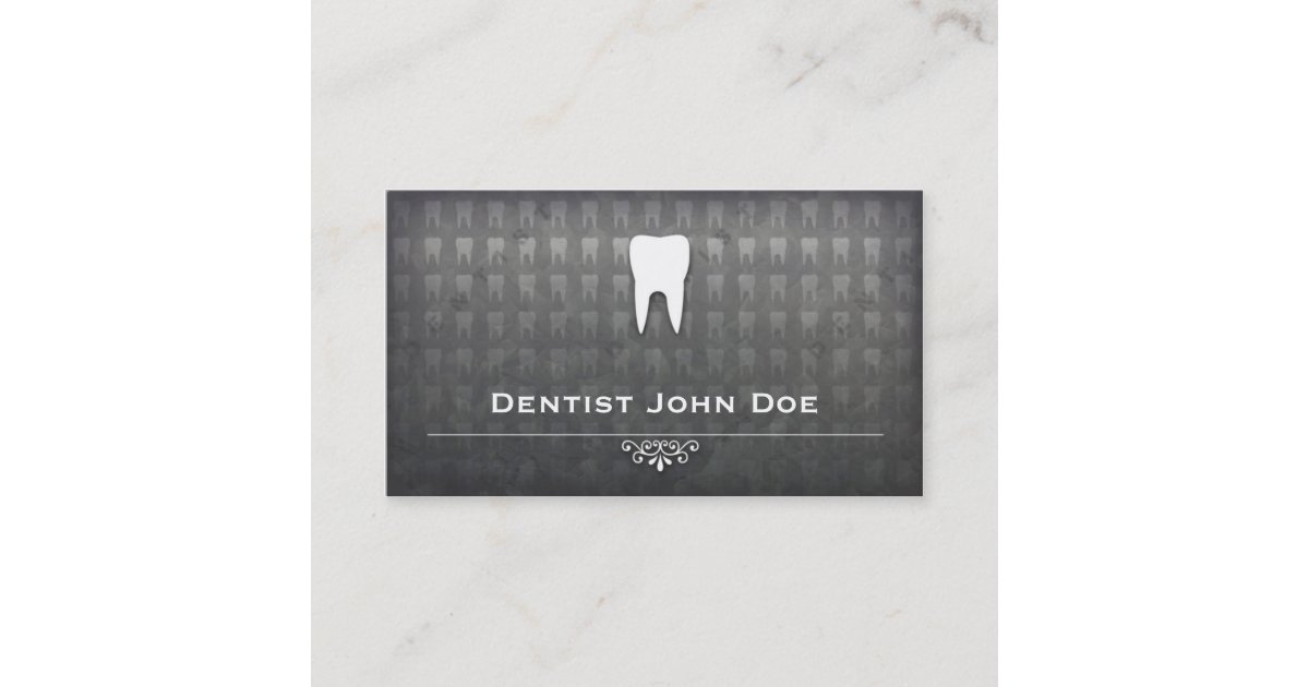 metallic grey dentist dental office business card | Zazzle