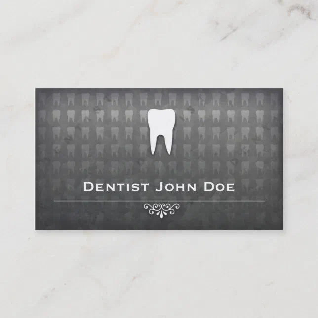 metallic grey dentist dental office business card | Zazzle