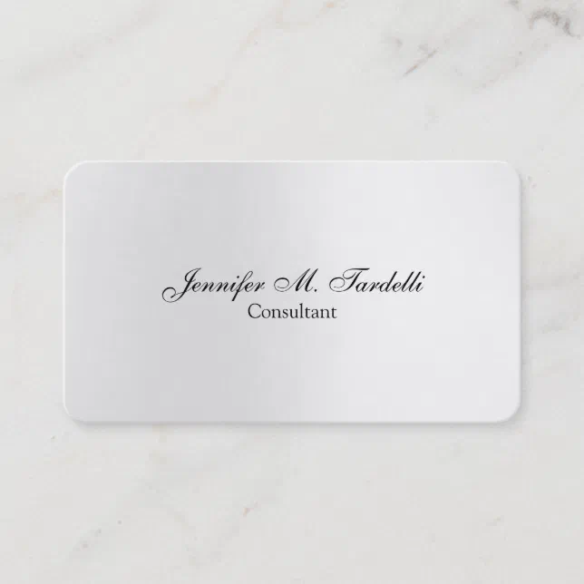 Metallic Grey Minimalist Professional Plain Business Card | Zazzle